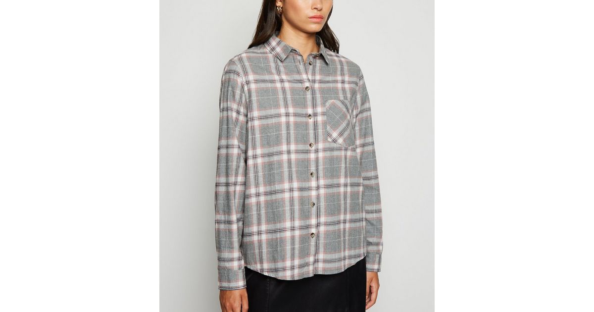 Light Grey Check Long Sleeve Shirt | New Look