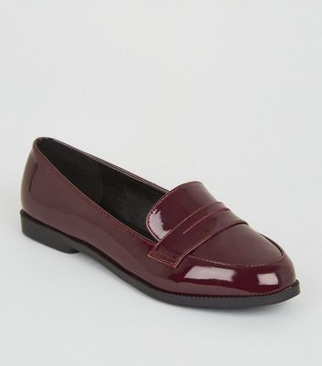 Girls Burgundy Patent Penny Loafers | New Look