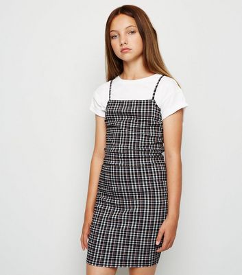 Girls Black Check Bodycon Dress | New Look