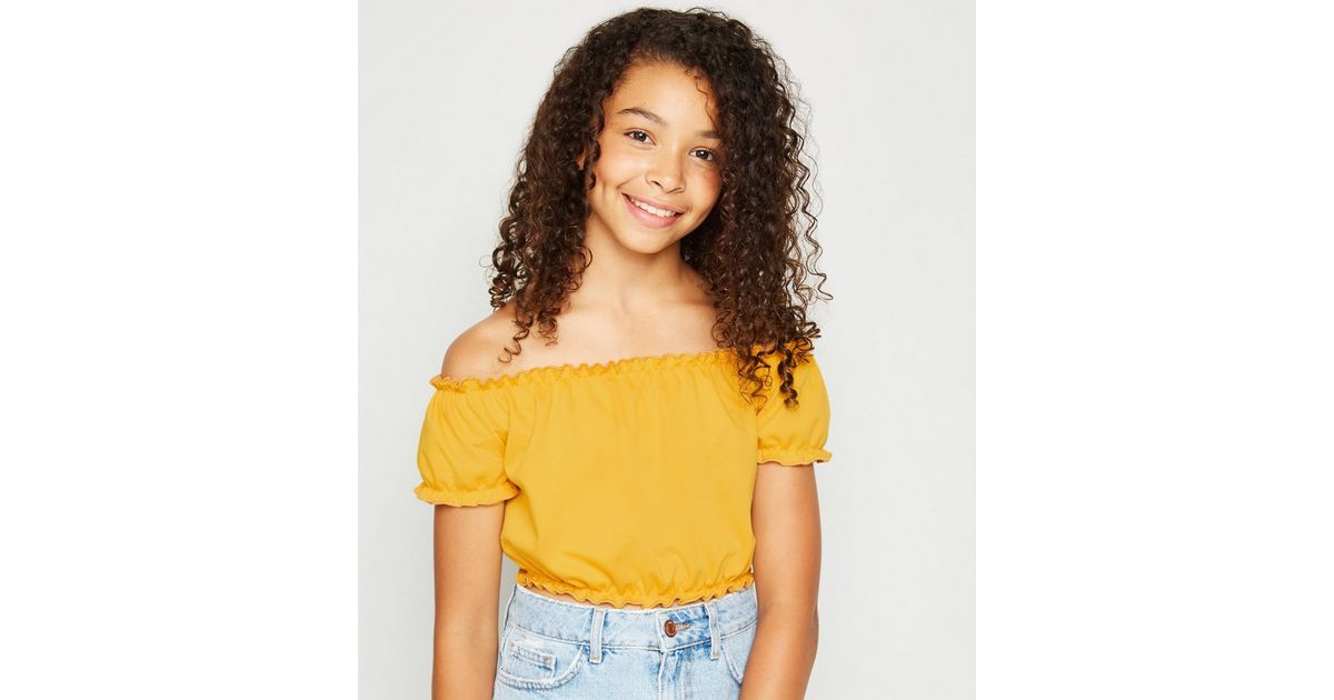 Girls Mustard Bardot Top | New Look