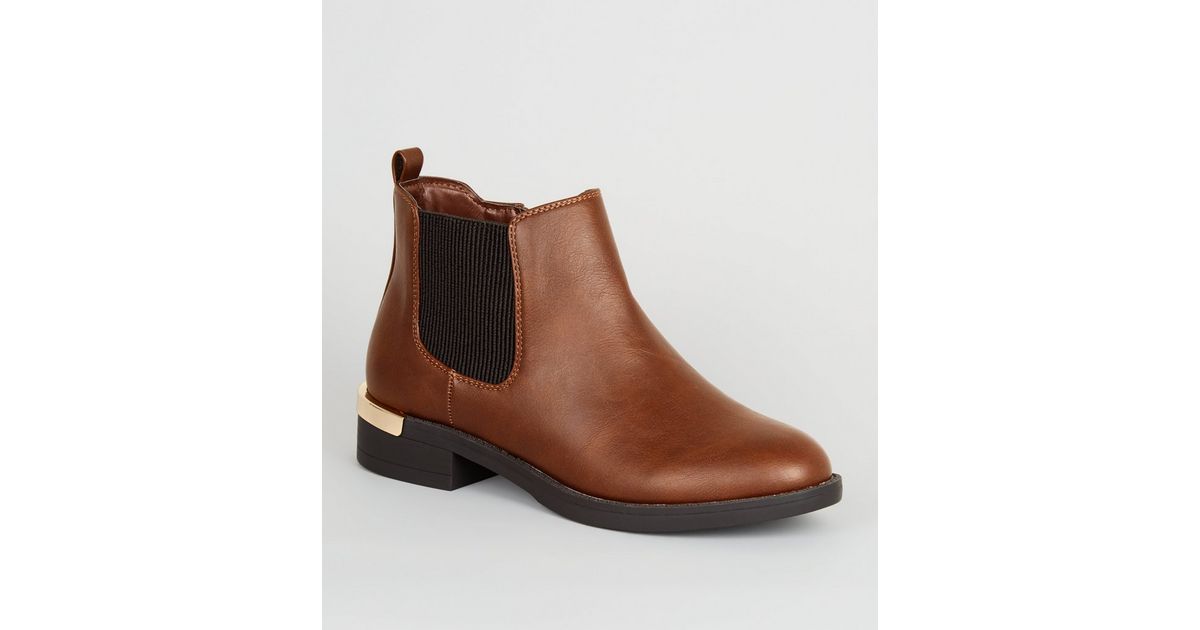 Girls Tan Leather-Look Chelsea Boots | New Look