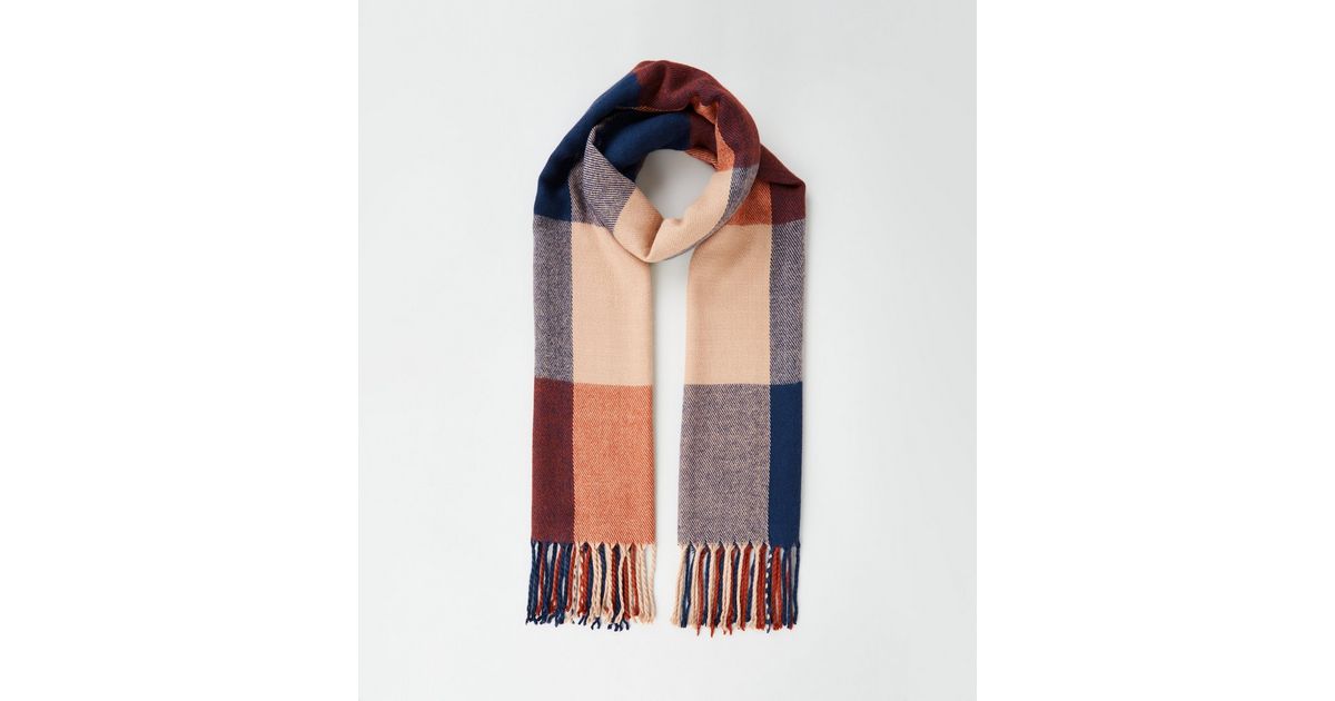 Navy Check Scarf | New Look