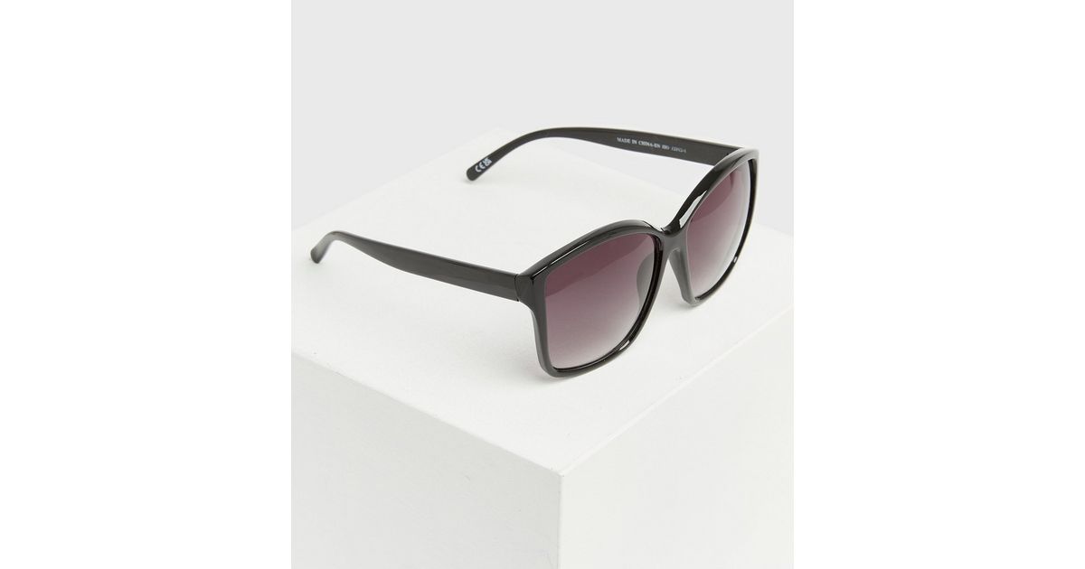 Black Large Rectangle Sunglasses | New Look