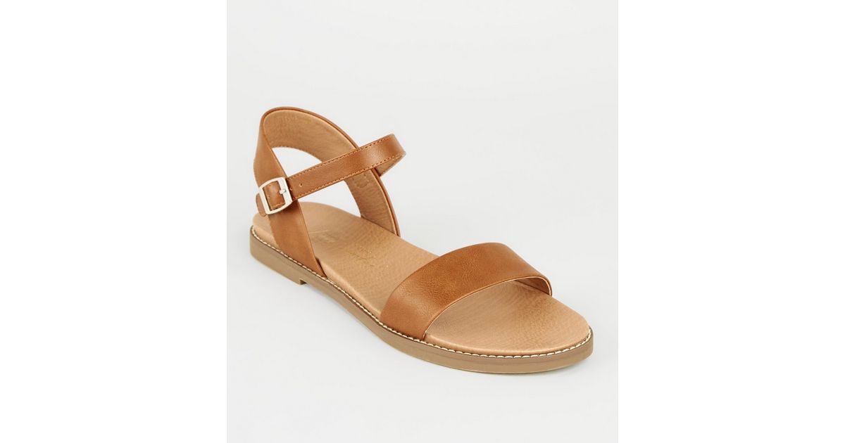 Tan Leather-Look Footbed Sandals | New Look