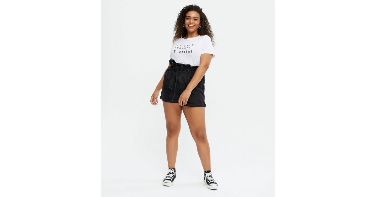 Black Tie Waist Denim Shorts | New Look