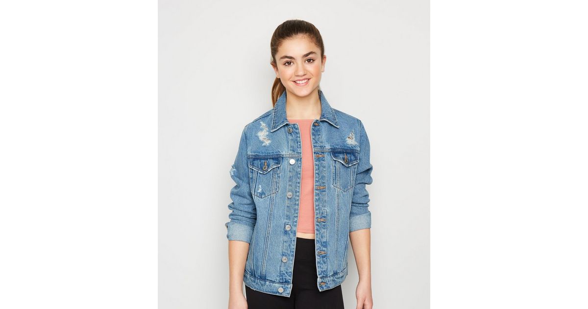 Girls Pale Blue Oversized Denim Jacket | New Look