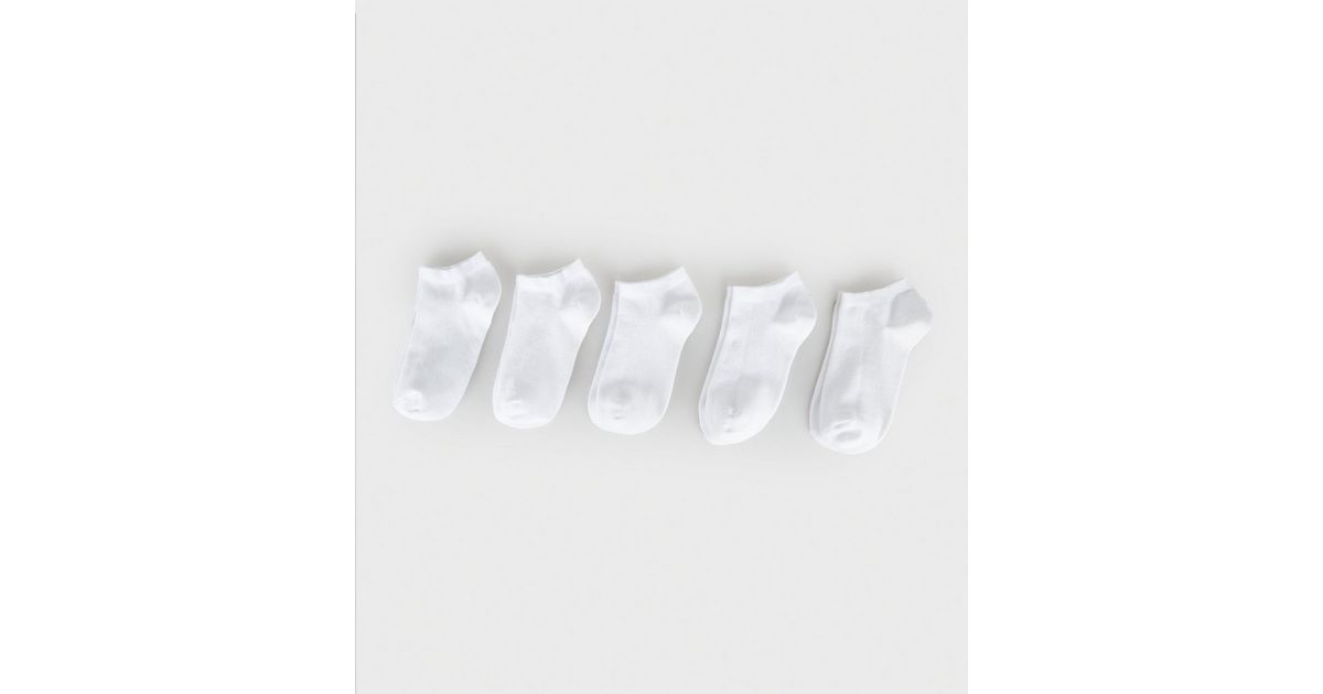 5 Pack White Plain Trainer Socks | New Look