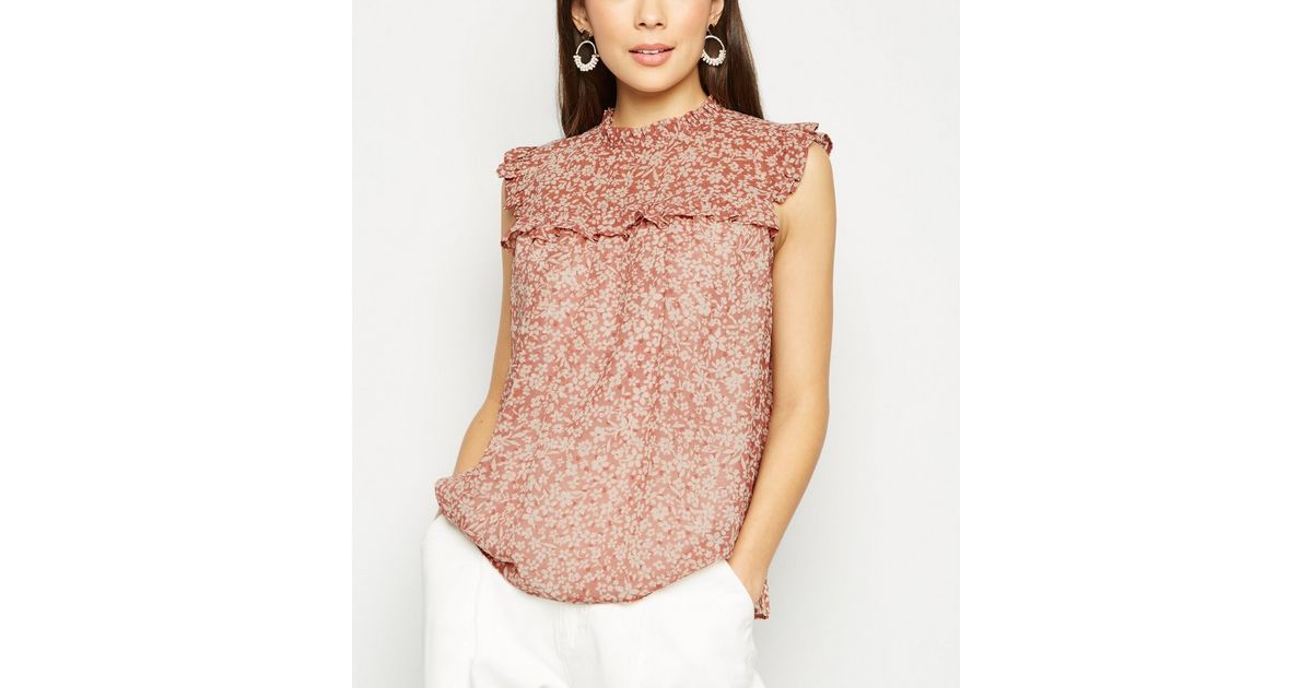 Pink Burnout Ditsy Floral Top | New Look