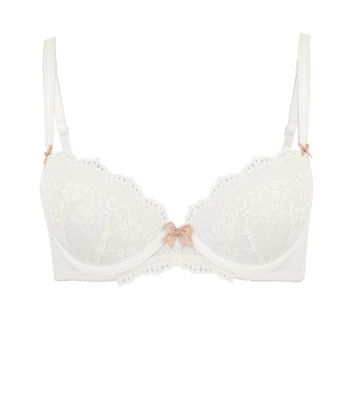 Off White Underwired Lace Bra | New Look