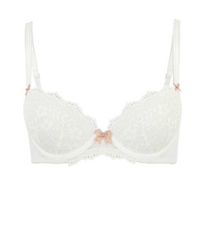 Off White Underwired Lace Bra | New Look
