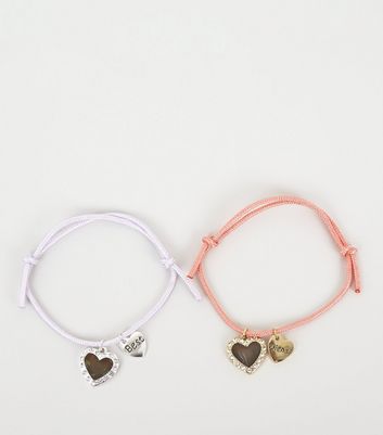 Girls 2 Pack Multicoloured Friendship Mood Bracelets | New Look
