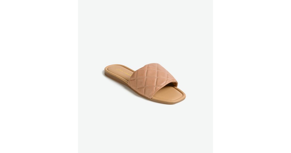 Cream Leather Quilted Sliders | New Look