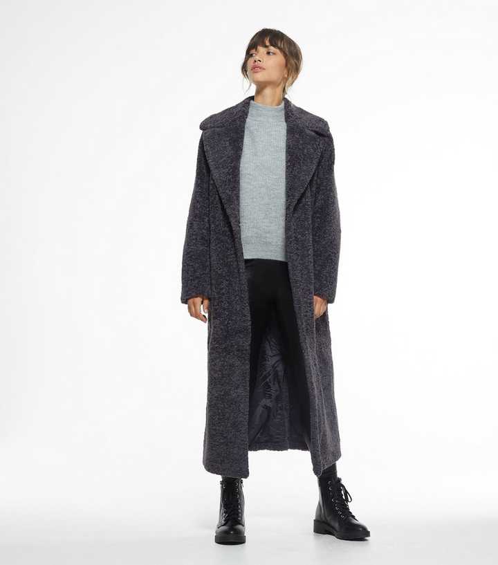 Dark Grey Soft Faux Fur Maxi Coat | New Look