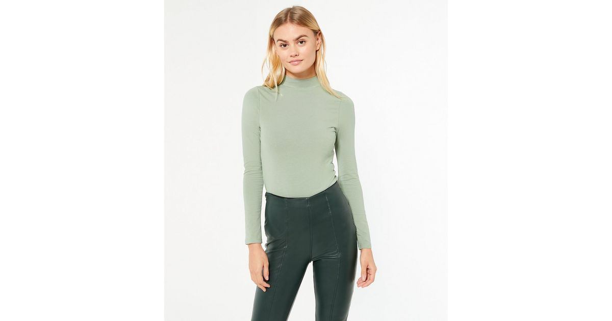 Light Green High Neck Long Sleeve Top | New Look