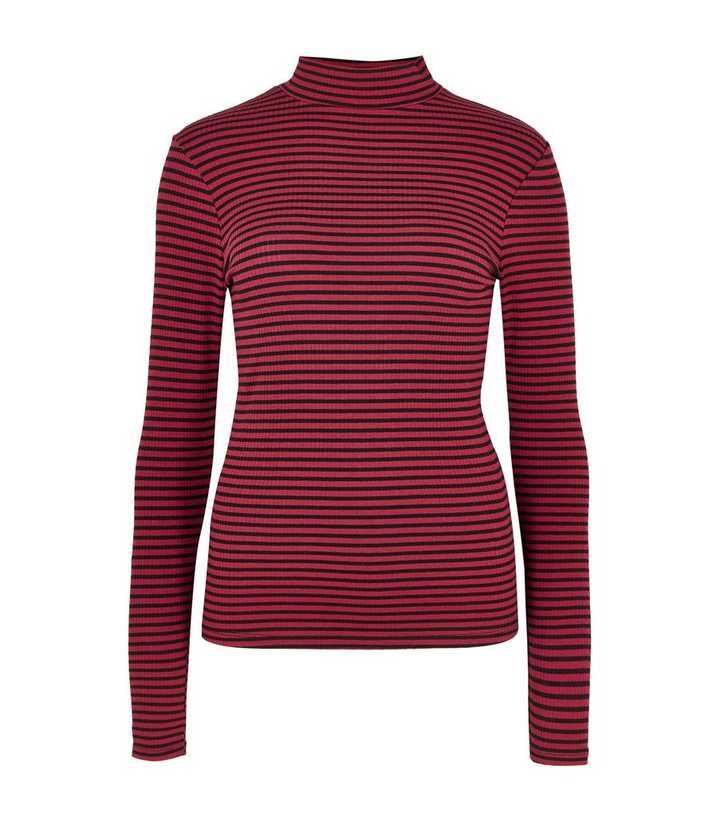 Red Stripe Long Sleeve High Neck Top | New Look