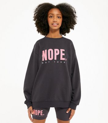 Girls Dark Grey Nope Logo Sweatshirt | New Look