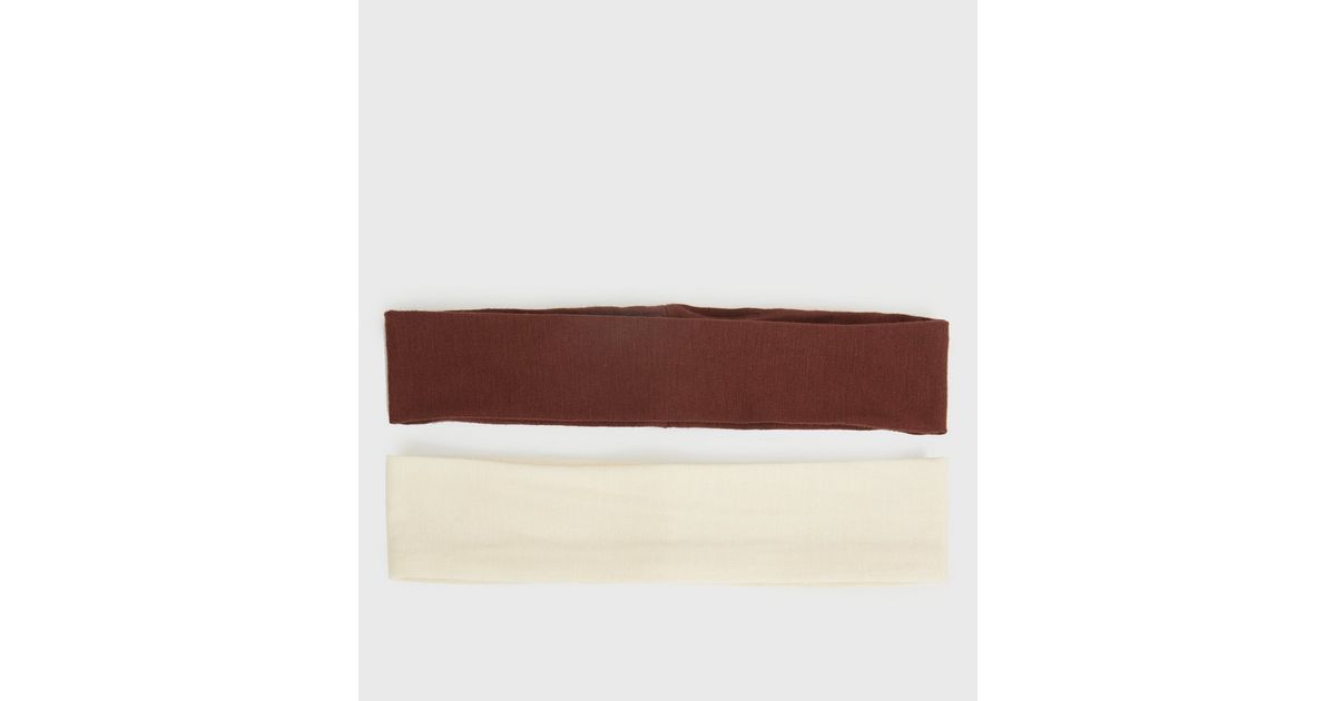 2 Pack Rust and Pink Stretch Headbands | New Look
