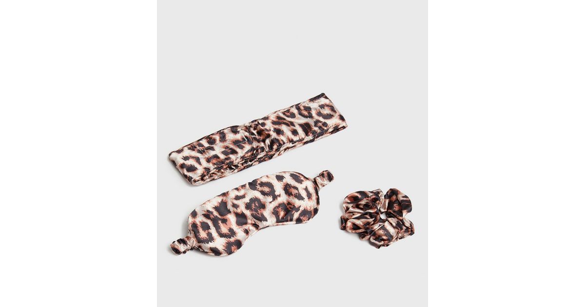 Brown Leopard Print Eye Mask Set | New Look