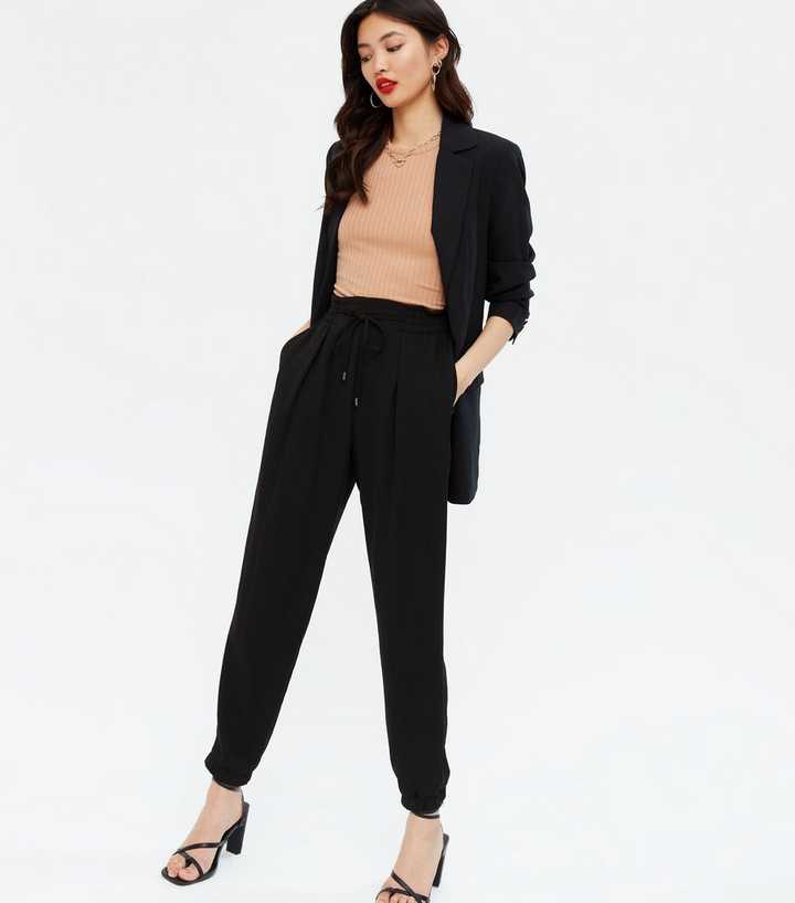 Black Textured Drawstring Joggers | New Look