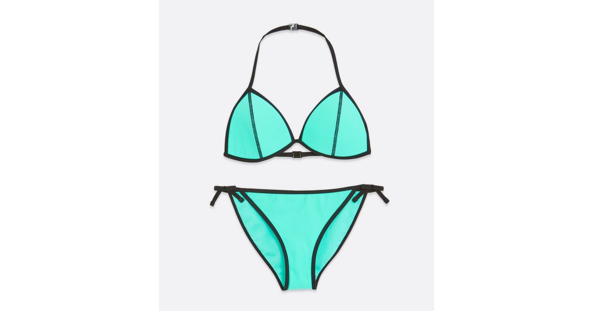 Girls Mint Green Triangle Bikini Set New Look