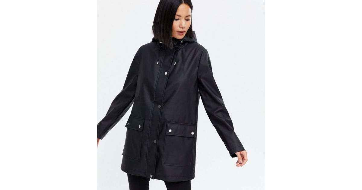 Black Hooded Long Anorak | New Look