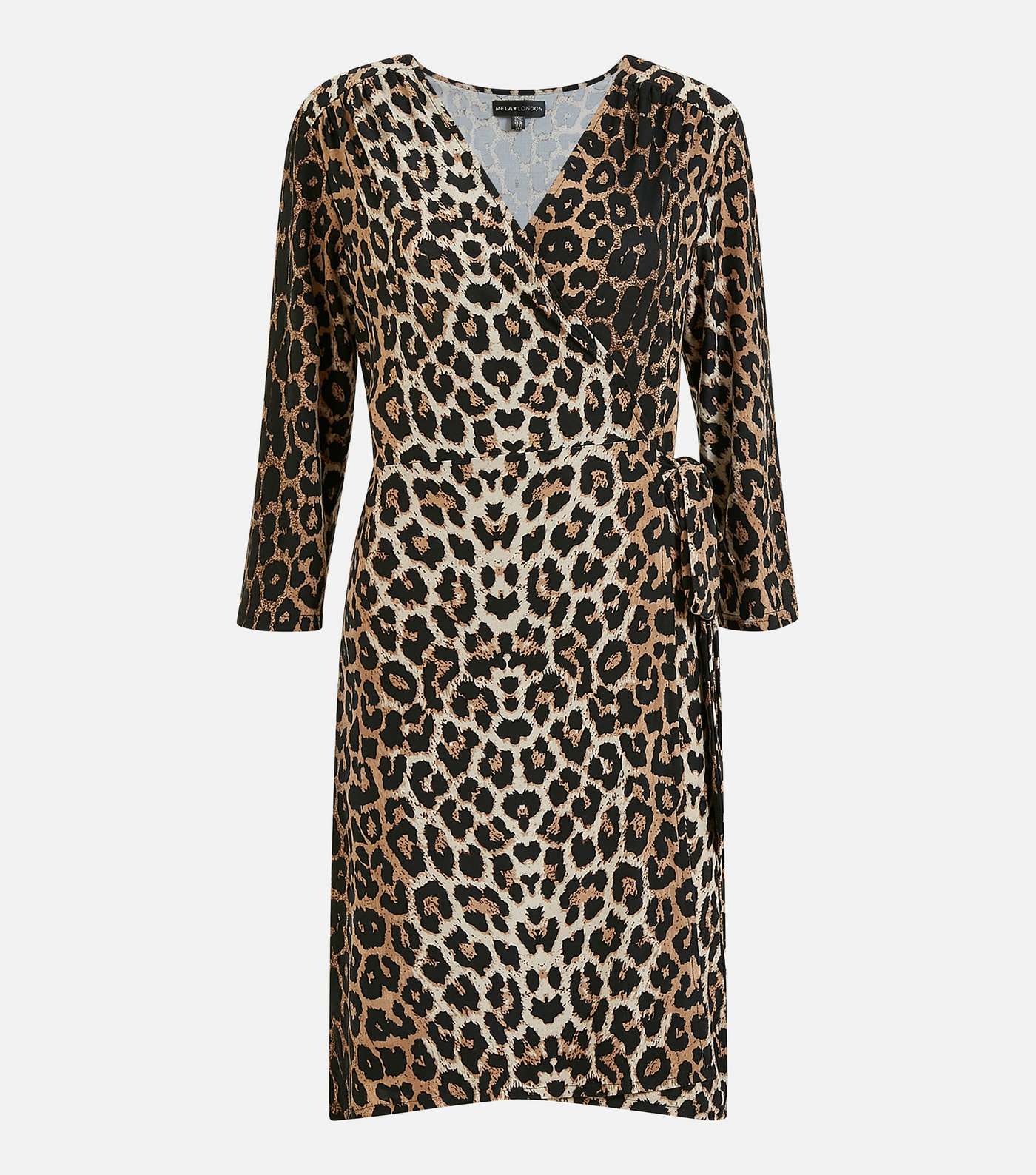 Mela Dark Brown Leopard Print Wrap Dress New Look