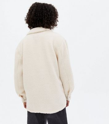 Girls Cream Teddy Shacket | New Look