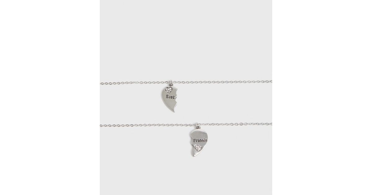 Girls 2 Pack Silver Best Friends Chokers | New Look