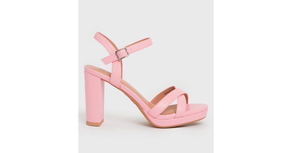 Pink Strappy Block Heel Chunky Platform Sandals | New Look
