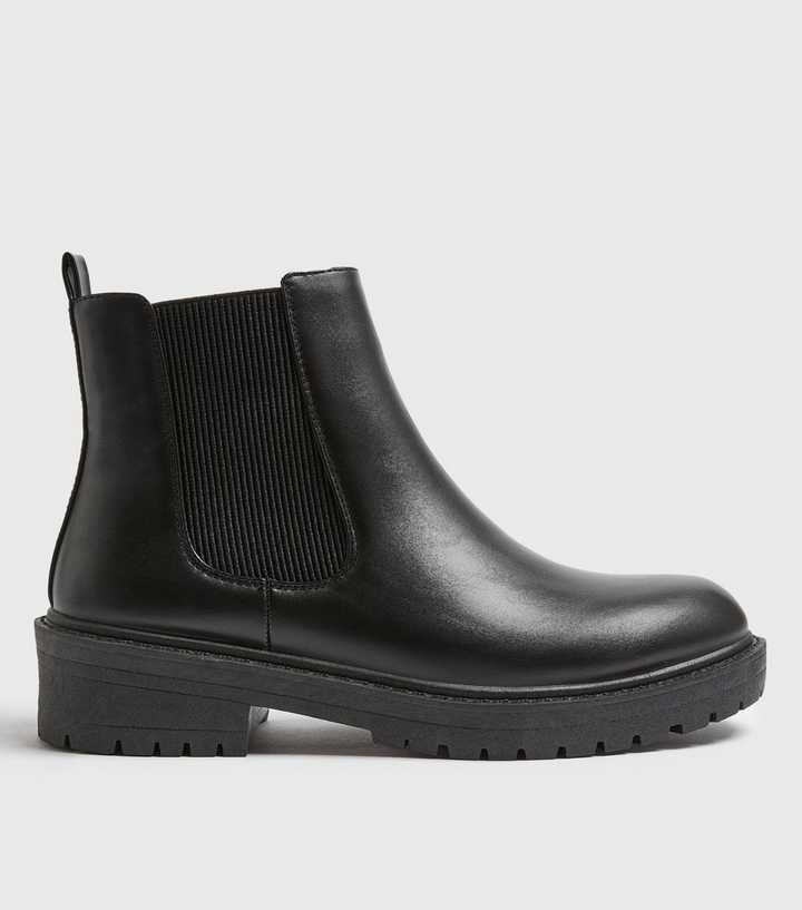 Black Chunky Cleated Chelsea Boots | New Look