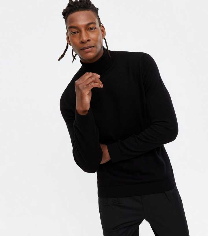 Black Fine Knit Roll Neck Jumper | New Look