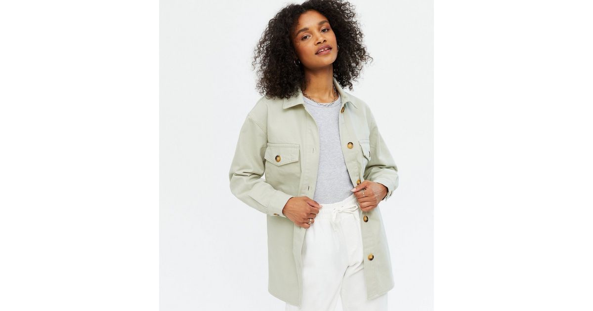 Mint Green Double Pocket Shacket | New Look