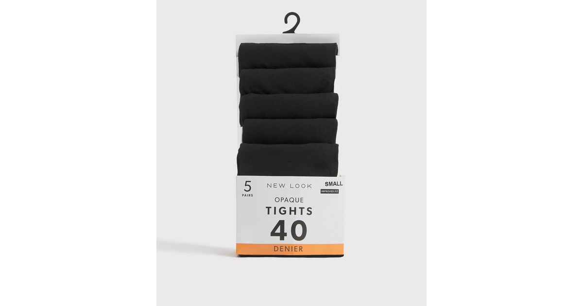 5 Pack Black Opaque 40 Denier Tights | New Look
