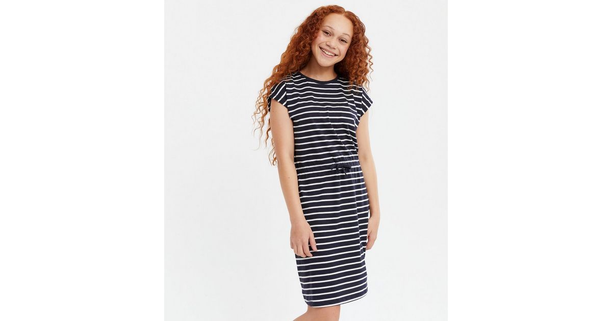 KIDS ONLY Black Stripe Drawstring T-Shirt Dress | New Look