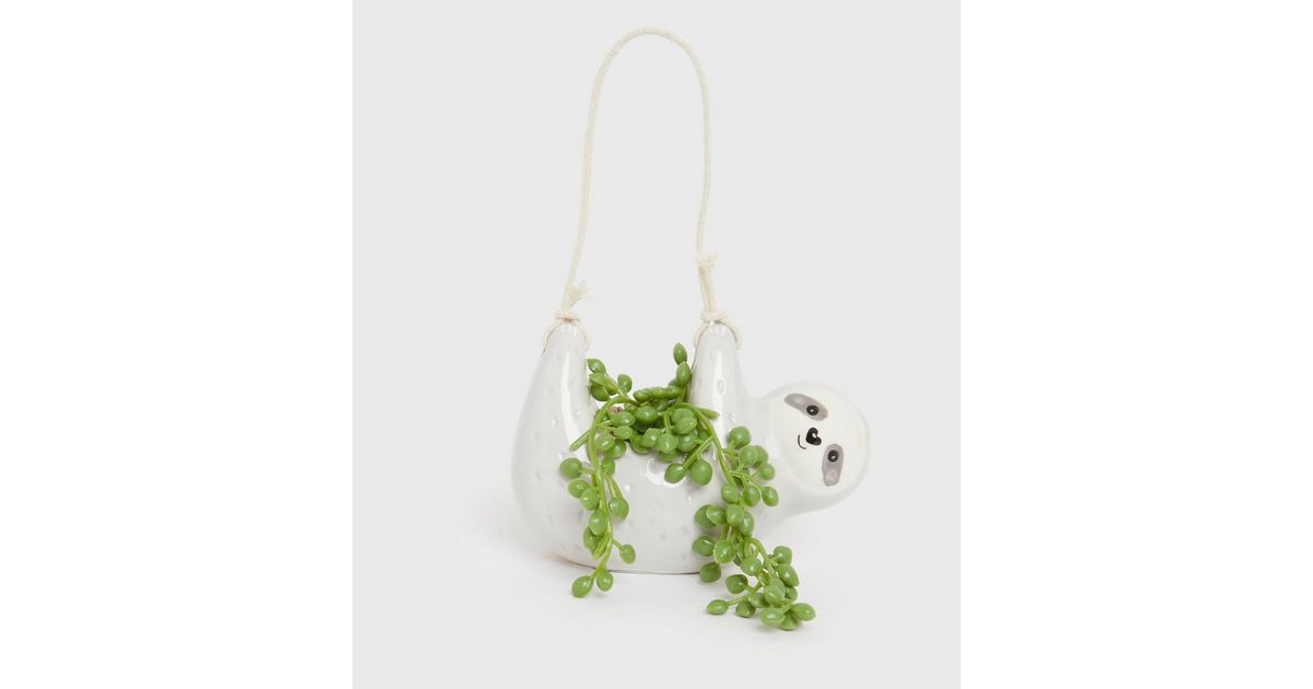 Grey Hanging Sloth Planter | New Look