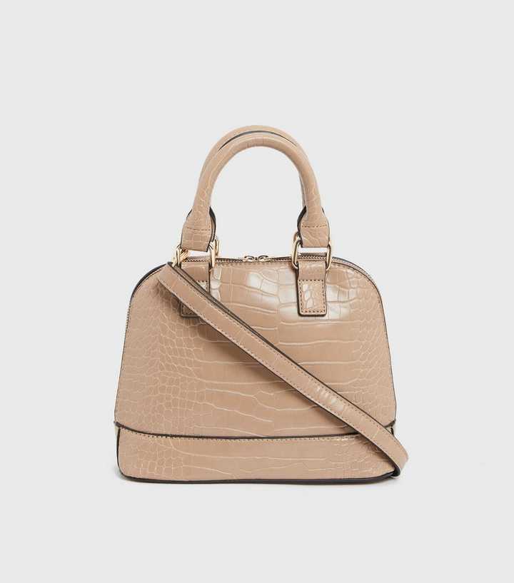 Tan Faux Croc Cross Body Bag | New Look