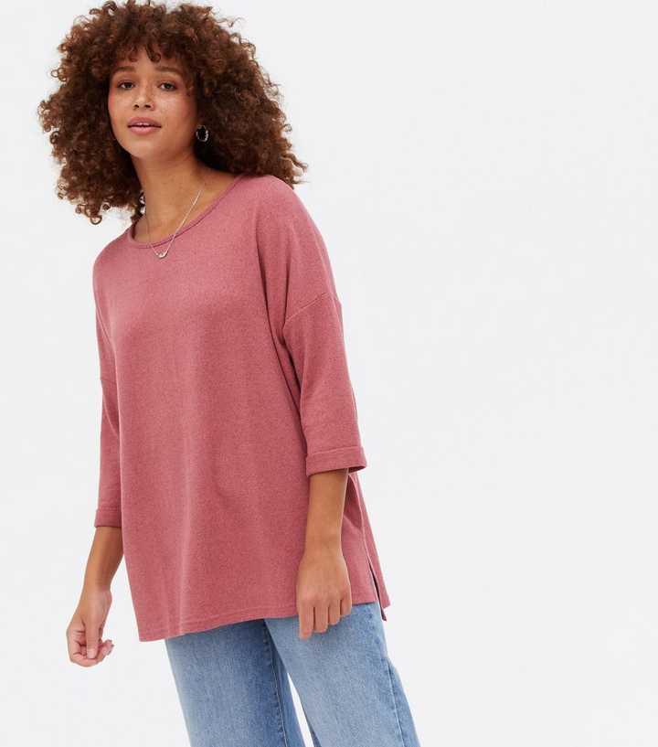Mid Pink Soft Fine Knit Oversized Top | New Look