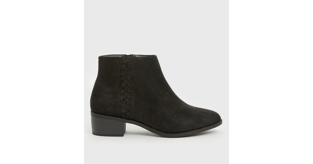 Girls Black Suedette Block Heel Ankle Boots | New Look
