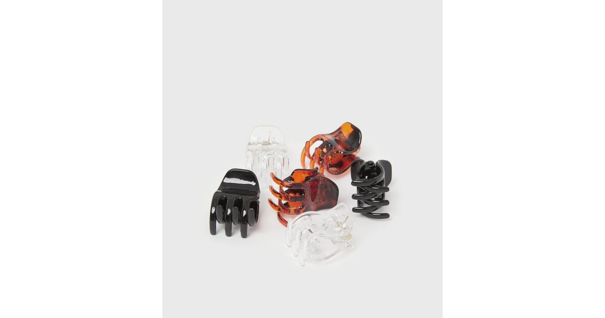 6 Pack Multicoloured Resin Mini Claw Clips | New Look