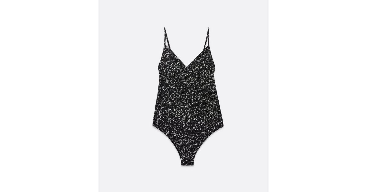 Maternity Black Spot Wrap Swimsuit | New Look