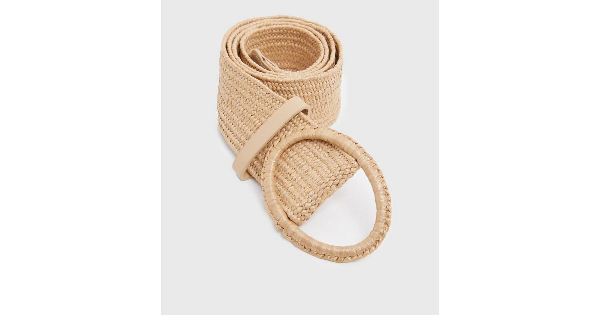 Cream Straw Effect Stretch Belt | New Look