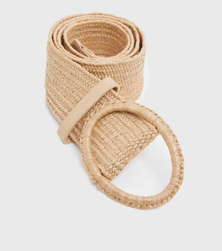 Cream Straw Effect Stretch Belt | New Look