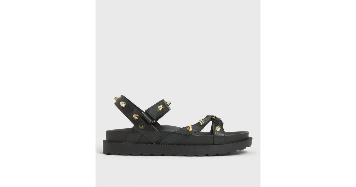 Krush Black Studded Chunky Flatform Sandals | New Look