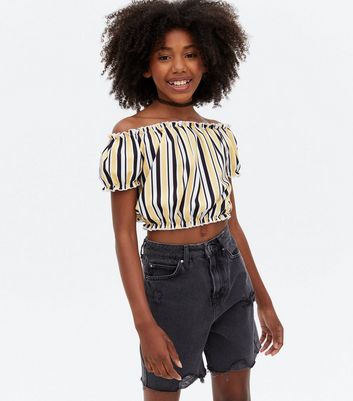 Girls Orange Stripe Bardot Top | New Look