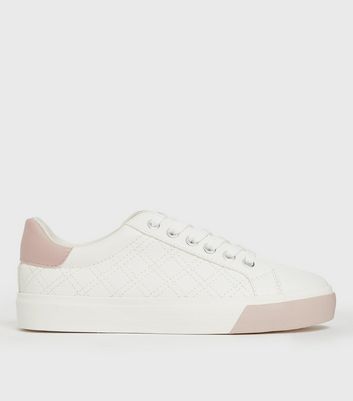 White Quilted Colour Block Trainers | New Look