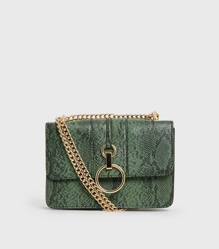 Green Faux Snake Chain Cross Body Bag | New Look