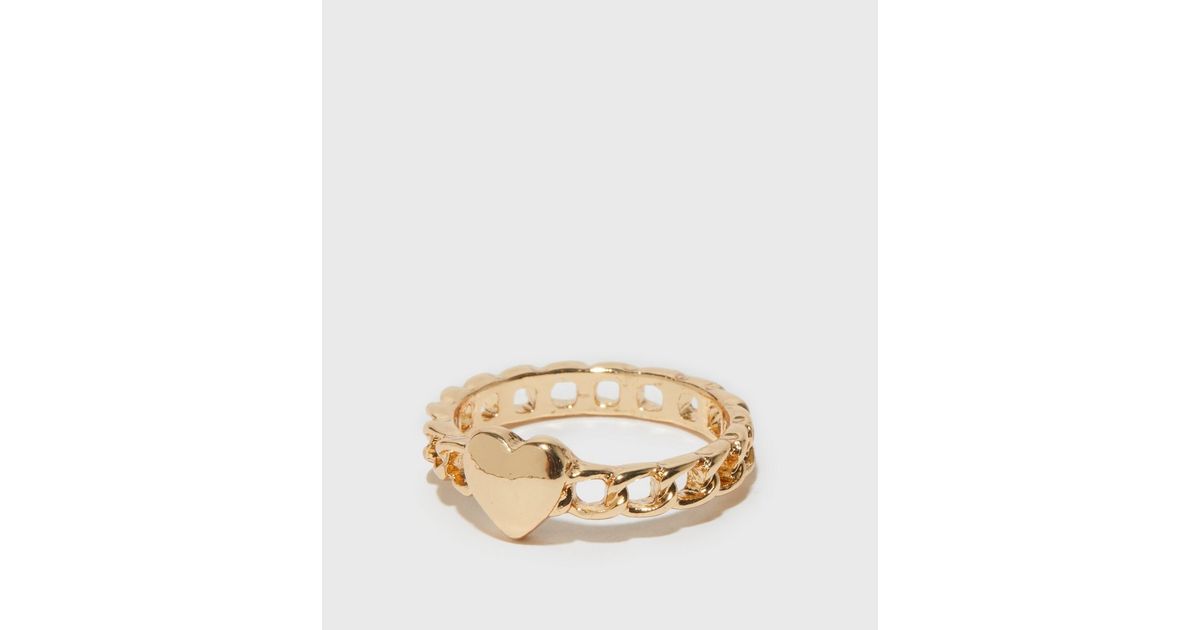 Girls Gold Heart Chain Link Ring | New Look