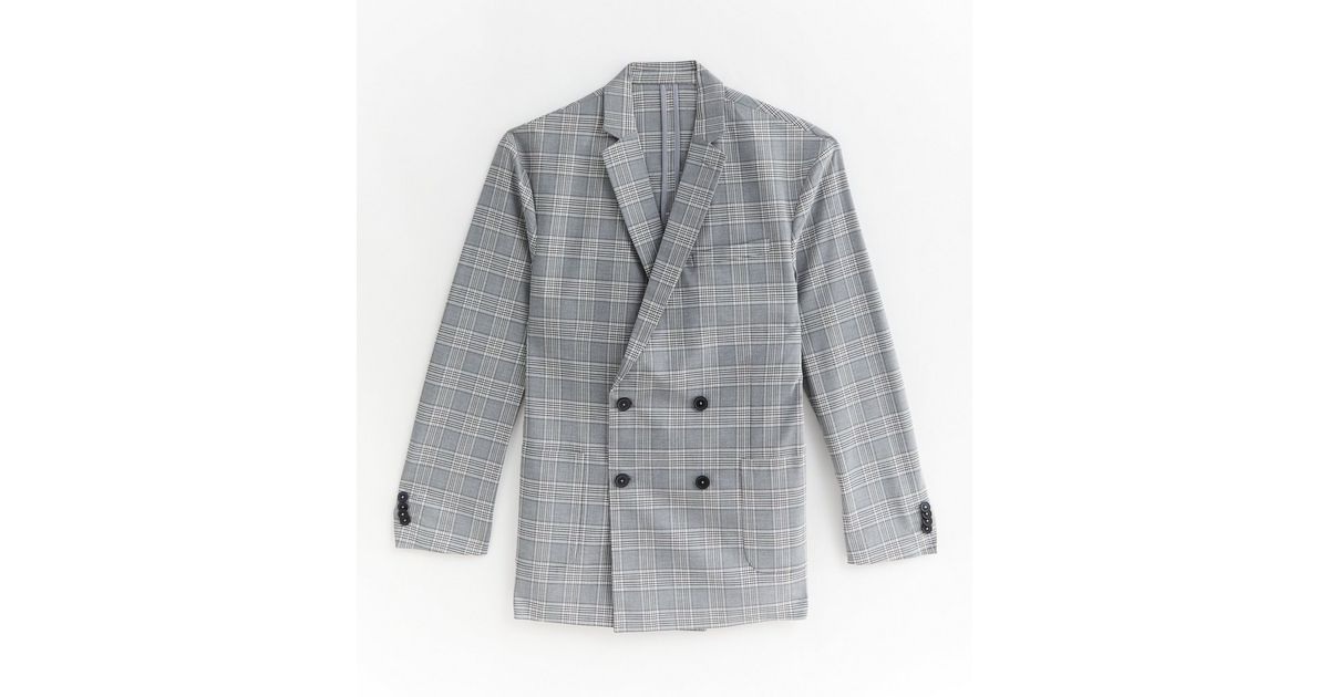 Dark Grey Check Slim Suit Jacket | New Look