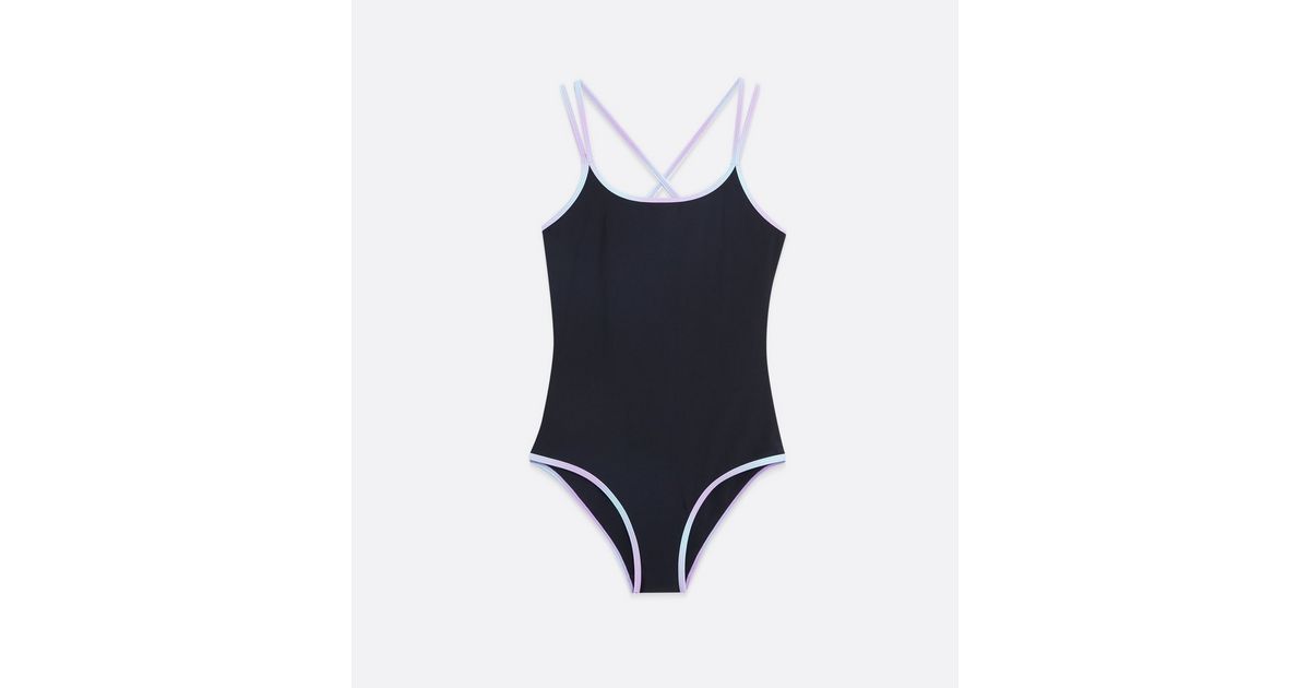 Girls Black Ombré Strappy Swimsuit | New Look