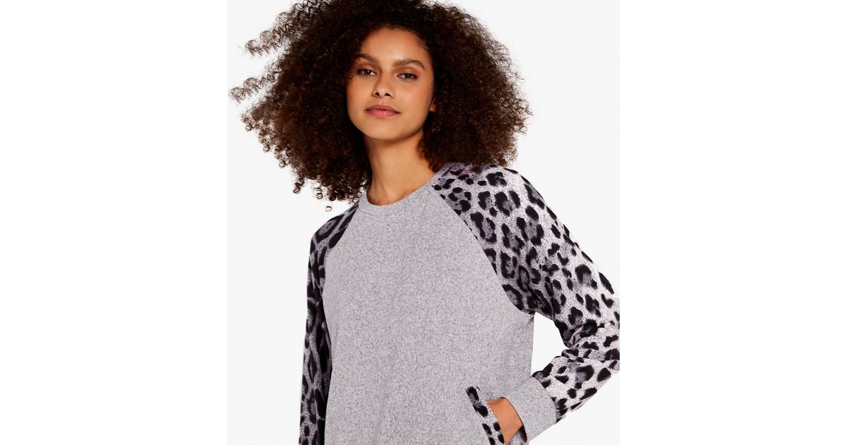 Apricot Light Grey Leopard Print Sleeve Sweatshirt | New Look